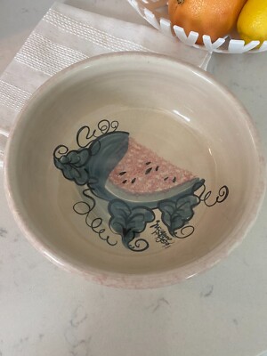 Vintage Marshall TX Pottery, Ellis Prod, painted Watermellin Large Bowl ...