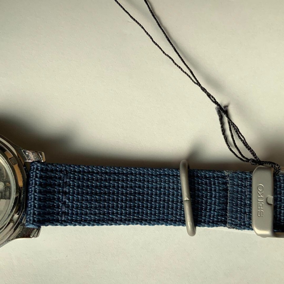 NEW SEIKO 5 SNK807K2 military WATCH (CAL.7S26C) BLUE face nylon strap ...
