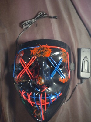 Halloween Kiss Me Purge Light Up Stitches LED Glow Mask Costume Rave ...