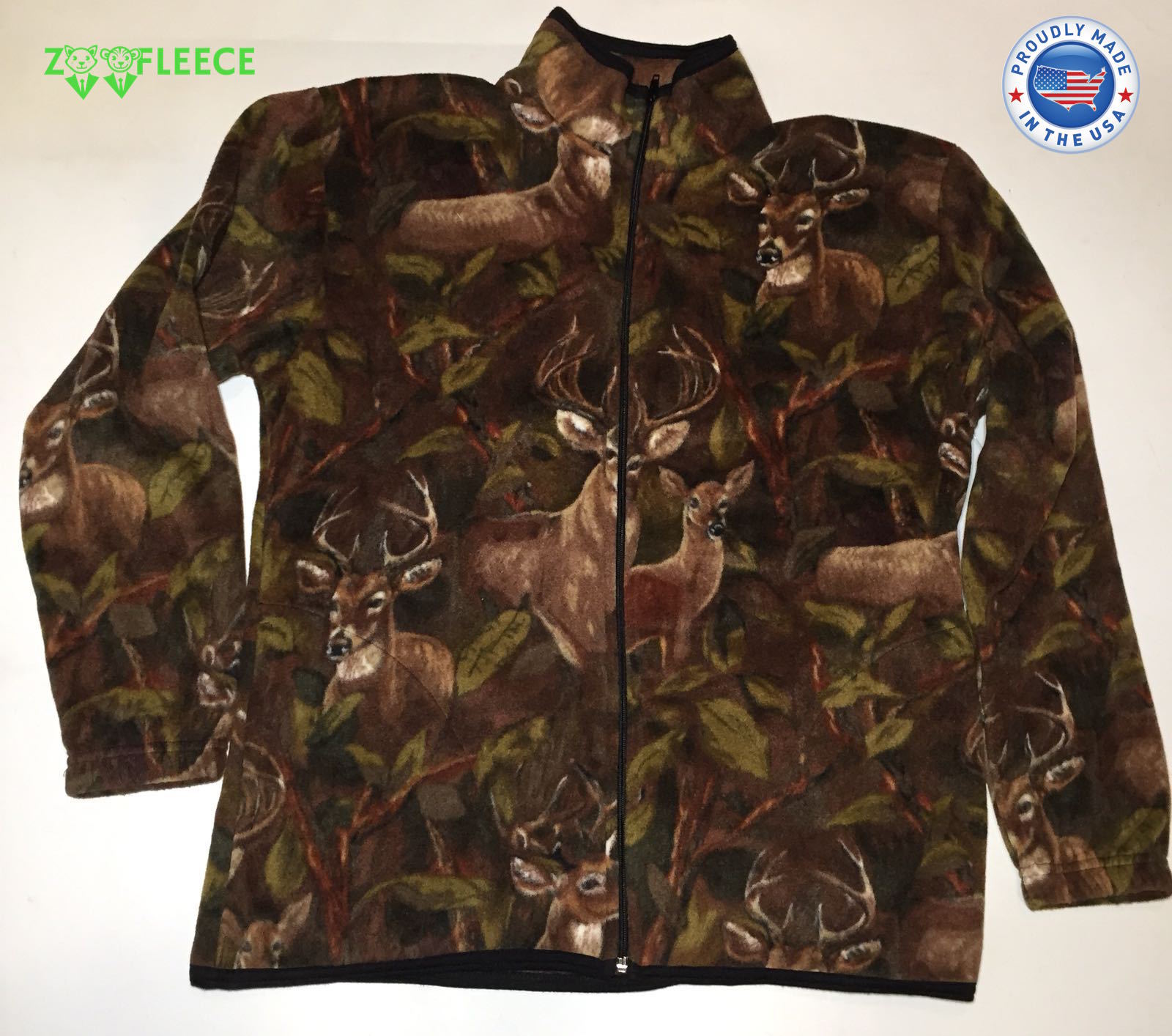 Zoofleece Deer Buck Stag Moose Elk Brown Animal Hunting Sweater Jacket ...