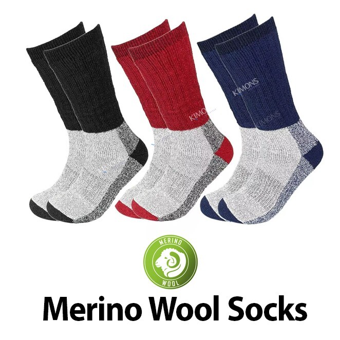 6 pairs Mens Merino Wool Socks Insulated Cold Weather Thermal Winter ...