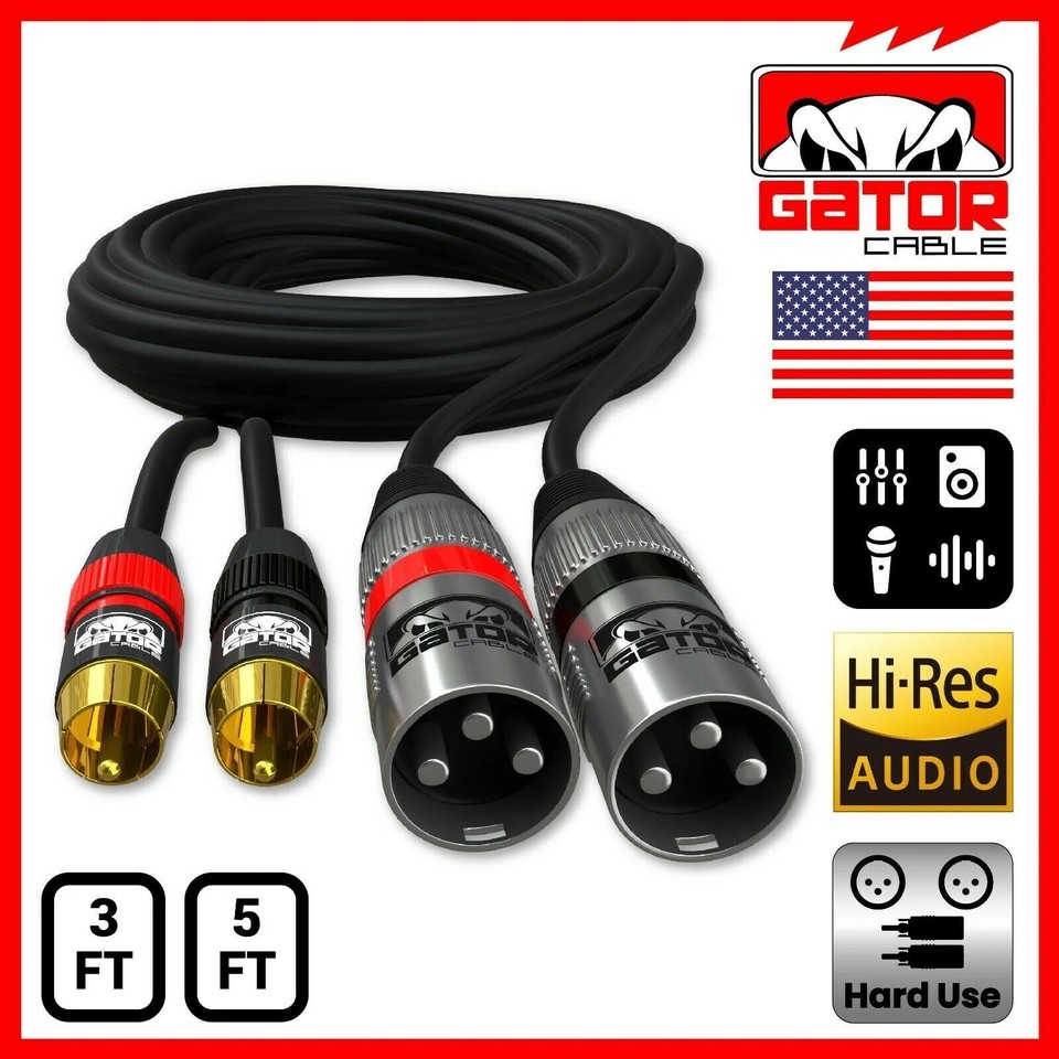 2-XLR Male to 2-RCA Male Cable Dual Patch Splitter Shielded Audio ...