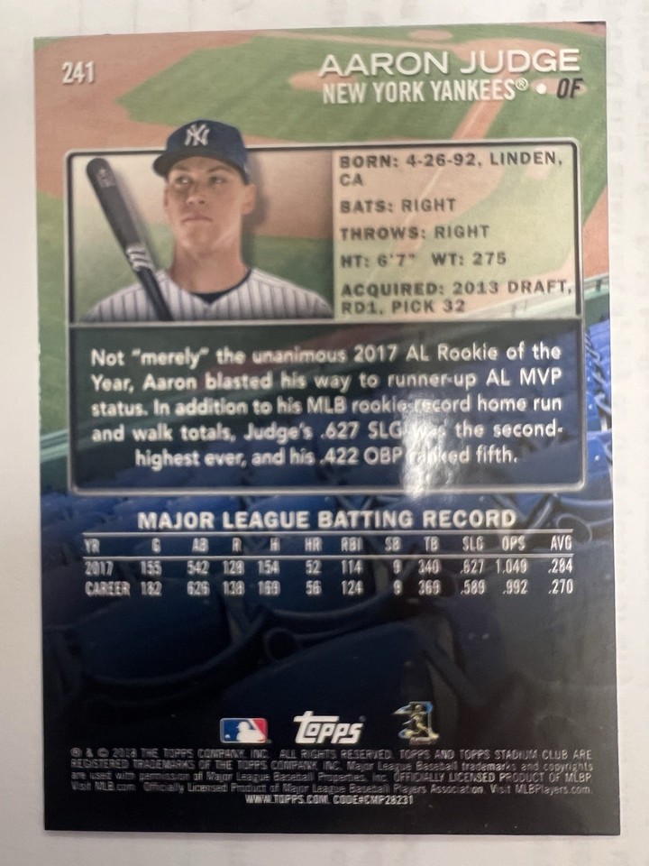 2000 Stadium Club Aaron Judge #241 | eBay