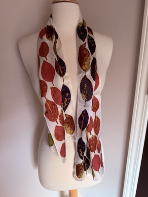 Echo Silk Rectangle Scarf, Leafy Motif | eBay