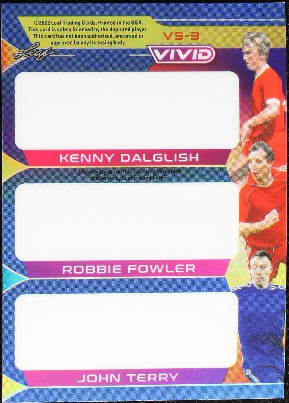 2022 Leaf Vivid - Vivid Six John Terry, Kenny Dalglish, Robbie Fowler # ...