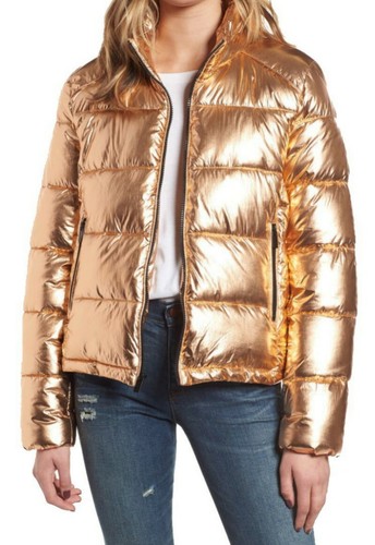 Marc New York Shimmering Puffer Jacket Medium M Copper Stand Collar ...