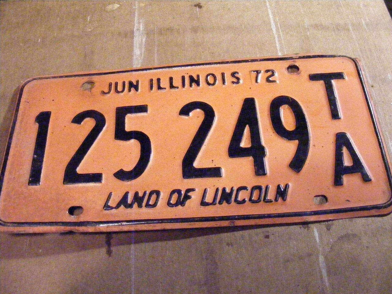 1972 ILLINOIS STATE LICENSE PLATE CAR AUTOMOBILE TAG 125 249 TA LAND OF ...
