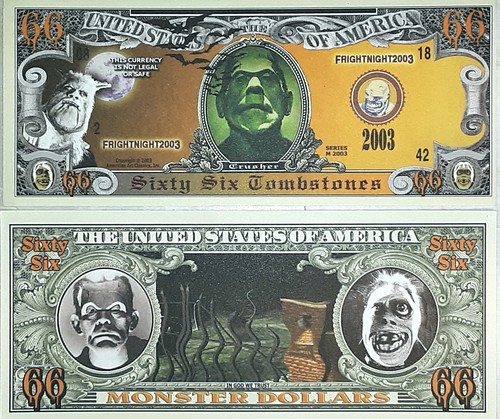 Halloween Monster 66 Tombstones Dollar Bill Funny Money Novelty Note ...