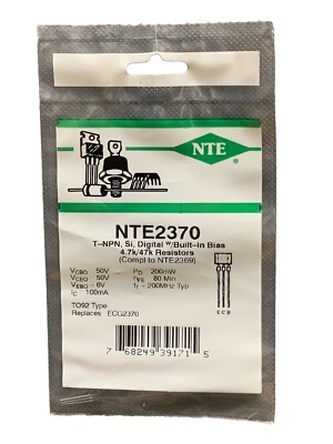 NTE2370 T-NPN, Si, Digital W/ Bias 4.7k/47k Resistors NTE2369 TO92 ECG2370 | eBay