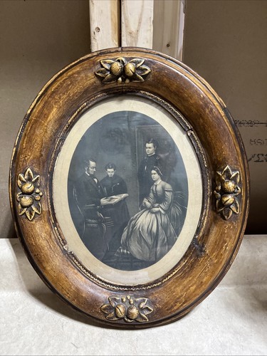 14" Antique Victorian Wood Picture Frame Oak Acorn Embossed Lincoln ...