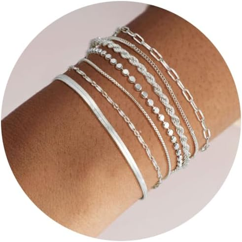 Silver Bracelets for Women Trendy Waterproof Silver Dainty Bracelet ...