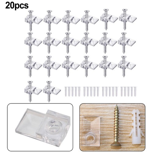 Plastic Mirror Hanging Kit 20pc Glass Retainer Clips for Cabinets and ...
