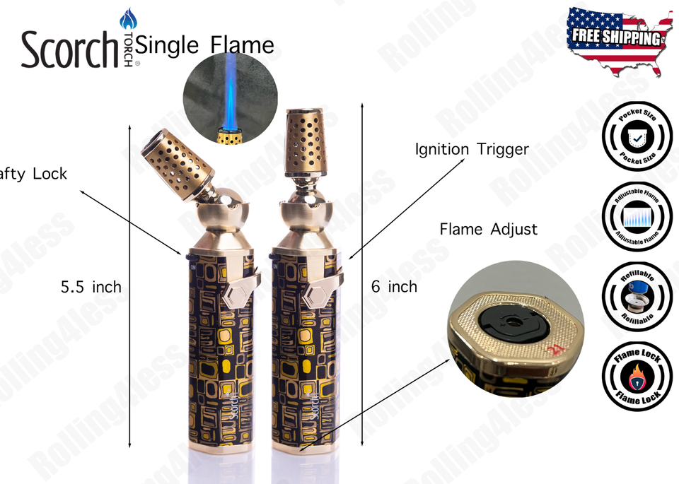 ️🇺🇸Scorch Torch Easy Grip Single Flame Adjustable Angel Torch Lighter ...