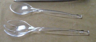 New Sysco 10" Clear Disposable Plastic Serving 12 Spoons and 12 Forks ...