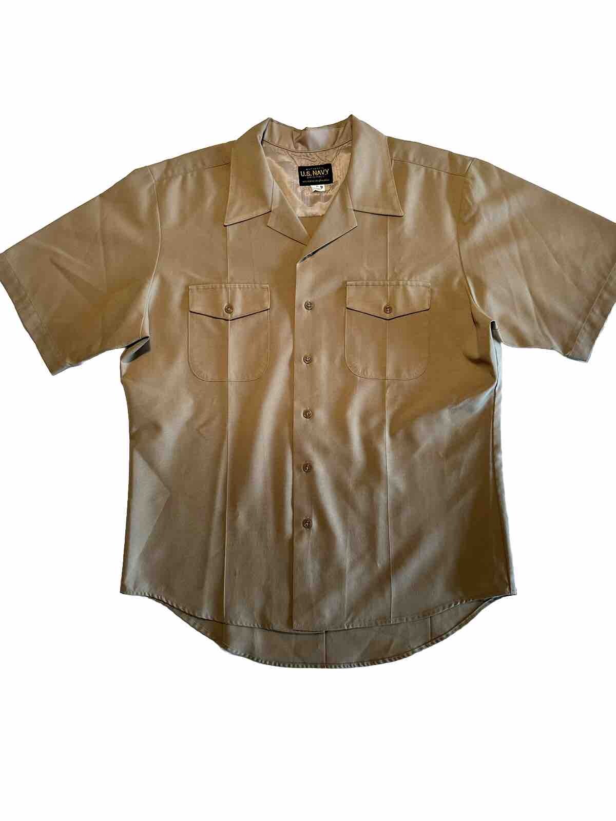 US Navy Khaki Shirt XL Classic Short Sleeve Service Dress Poly/Wool ...