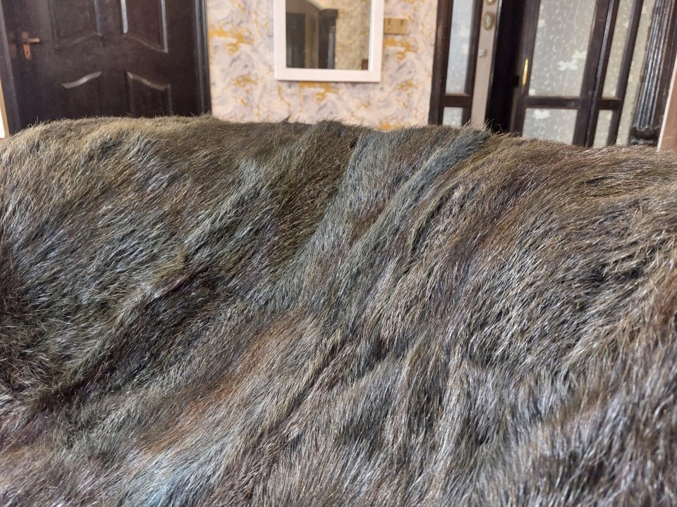 Genuine Real Natural Nutria Beaver Fur Blanket Throw Size 50"x39" Rug ...