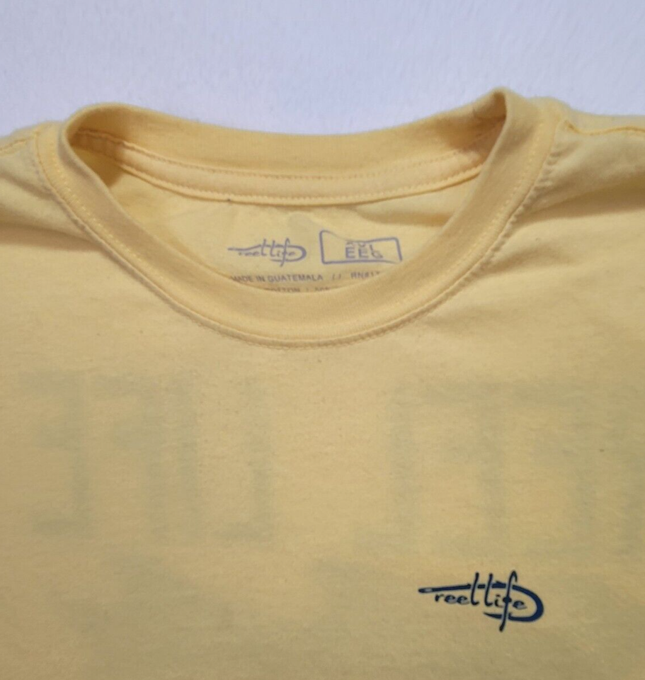 Reel Life Mens T-Shirt Yellow 2XL Short Sleeve Cotton Crew Neck ...