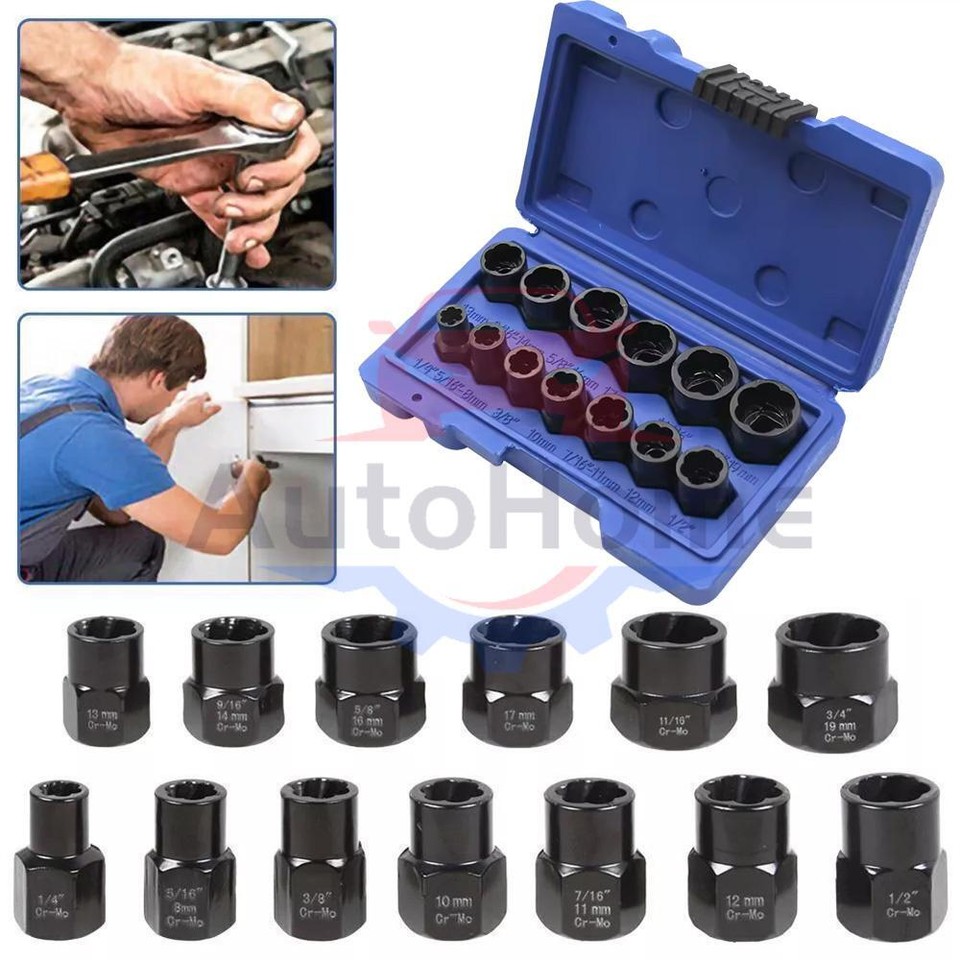 Impact Bolt Extractor Set Nut Remover Set Stripped Extraction Socket ...