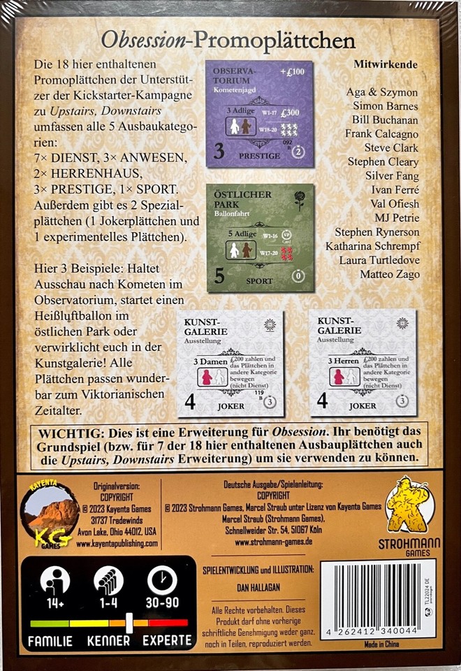 Obsession Promoplättchen Strohmann Gioco da Tavola Kennerspiel per ...