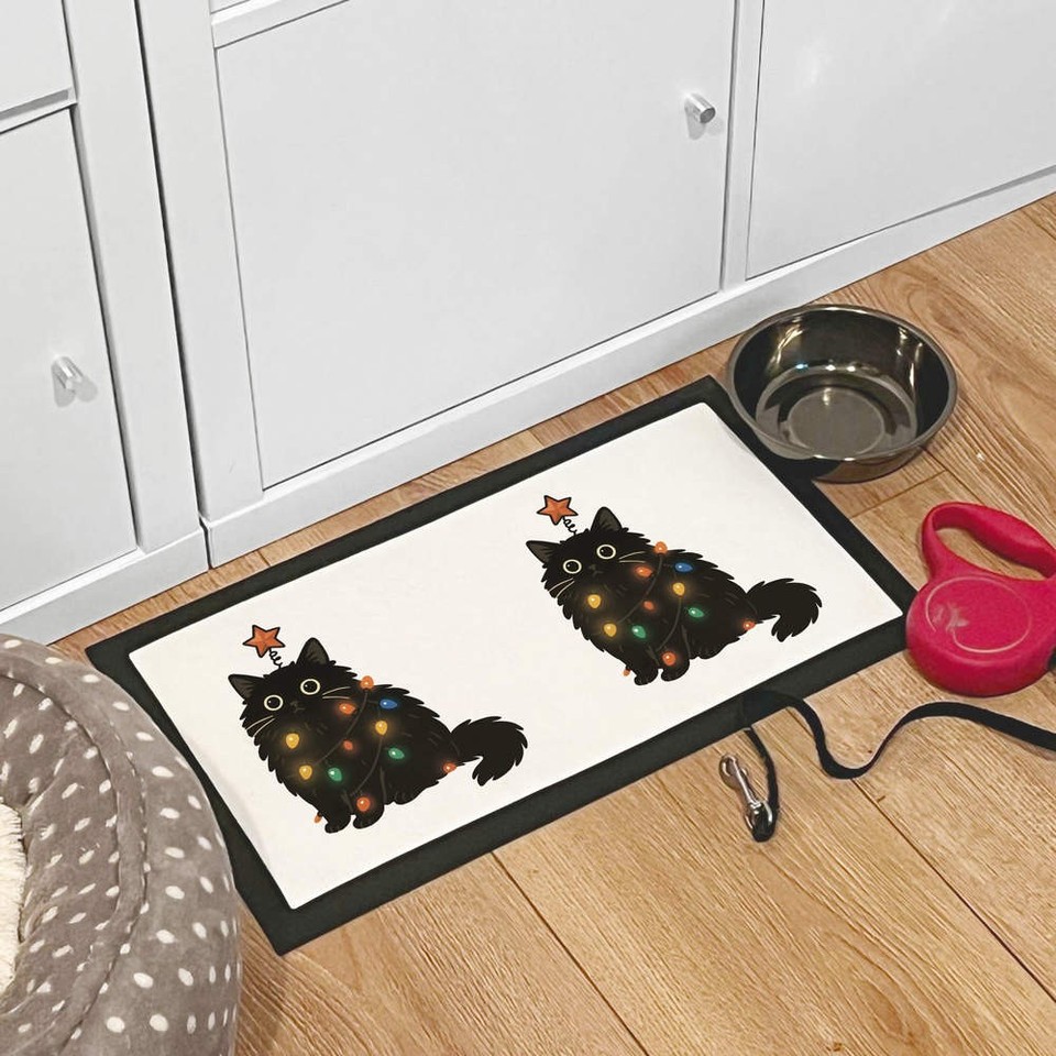 'Cute Christmas Cat' Pet Feeding Mat (PM00033519) | eBay UK
