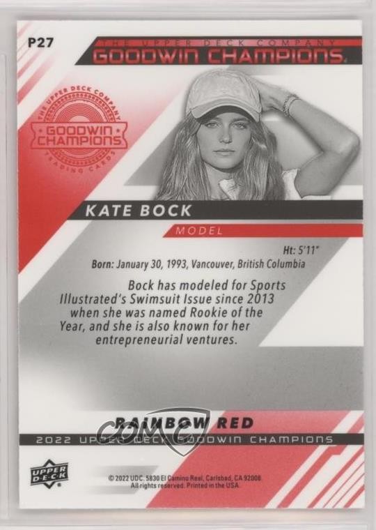 2022 Upper Deck Goodwin Champions Platinum Rainbow Red Kate Bock #P27 ...