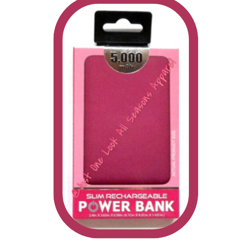 Power Bank Rechargable Battery 5000 mAh Pink 4895095132240| eBay
