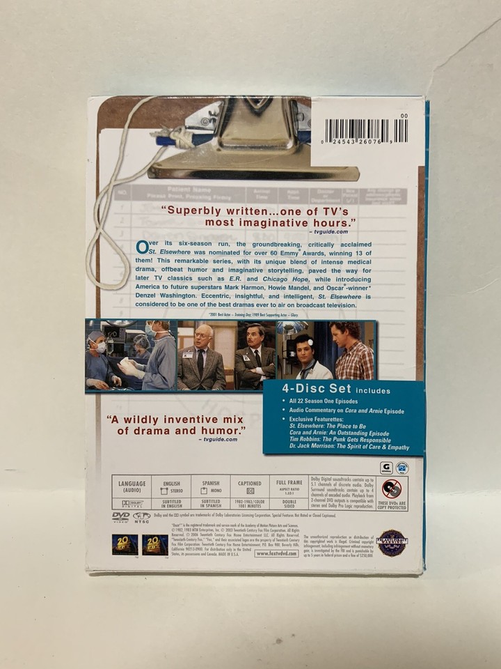 St. Elsewhere - Season 1 (DVD, 2006, 4-Disc Set, Dual Side) 24543260769 ...