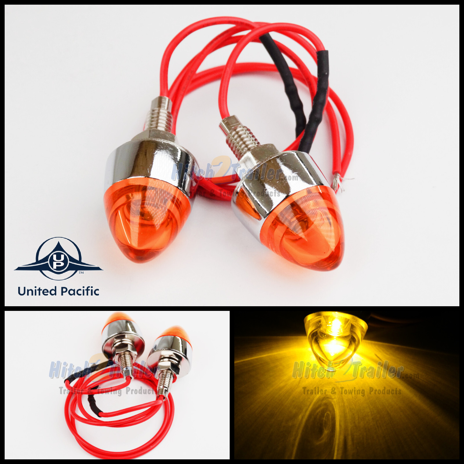 Pair Amber LED Bullet License Plate Bolts Fasteners Car Trucks Accent ...