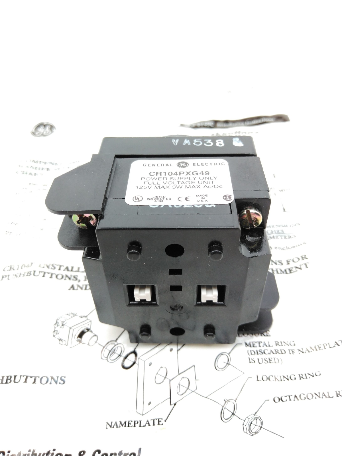 General Electric CR104PXG49 Red Indicator Pilot Light Full Voltage ...