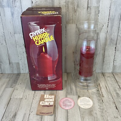 Pyrex Candle Holder Hurri-Candle by Corning Clear Glass Original Box ...