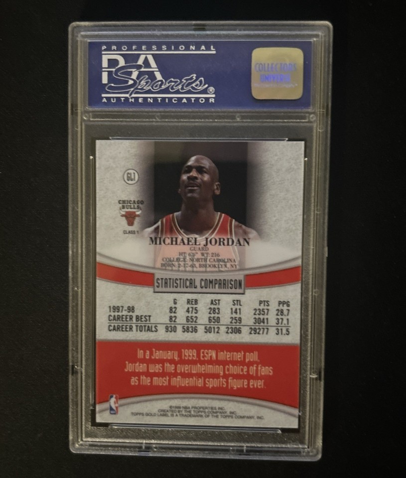 1998-99 Topps Gold Label #GL1 Michael Jordan Chicago Bulls HOF PSA 9 ...