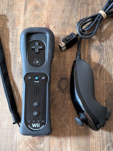 OEM Nintendo Wii & U Motion Plus Remote Controller Black RVL-036 with ...