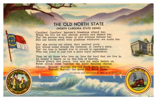 Postcard Song North Carolina - The Old North State | eBay