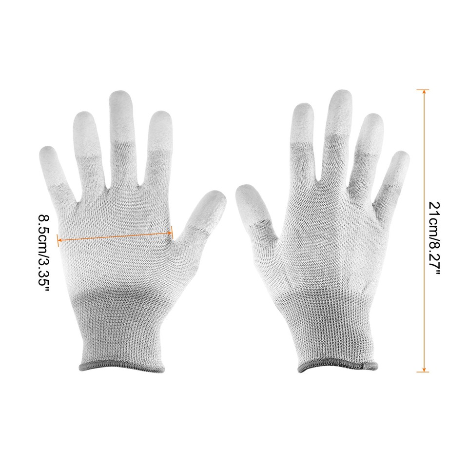 2 Pairs ESD Anti Static Gloves 21cm Thickened PU Coated PC Gloves(Large ...