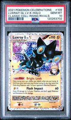 Luxray GL LV.X 109/111 Celebrations Classic Collection Pokémon PSA 10 ...