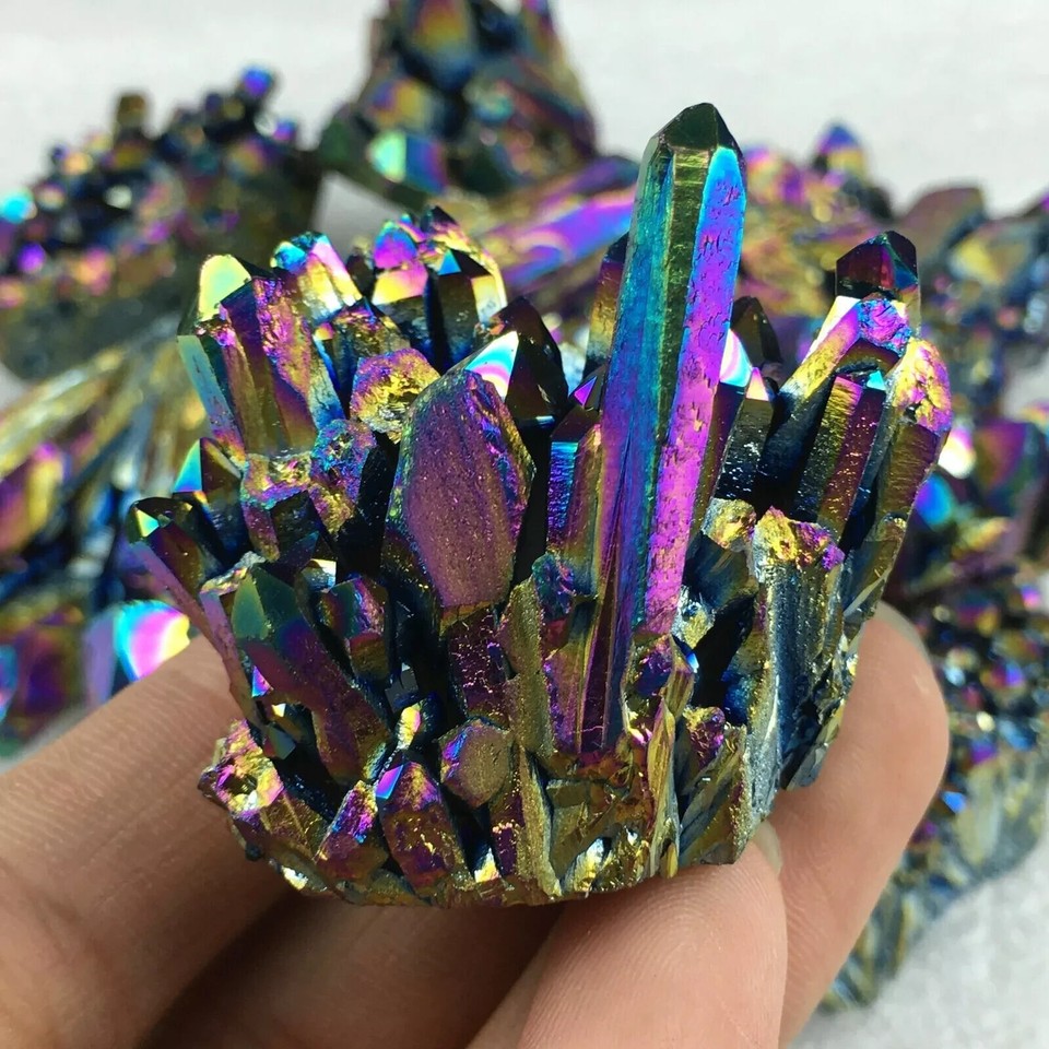 1pc Titanium Aura Rainbow Quartz Crystal Multicolor Cluster Healing ...