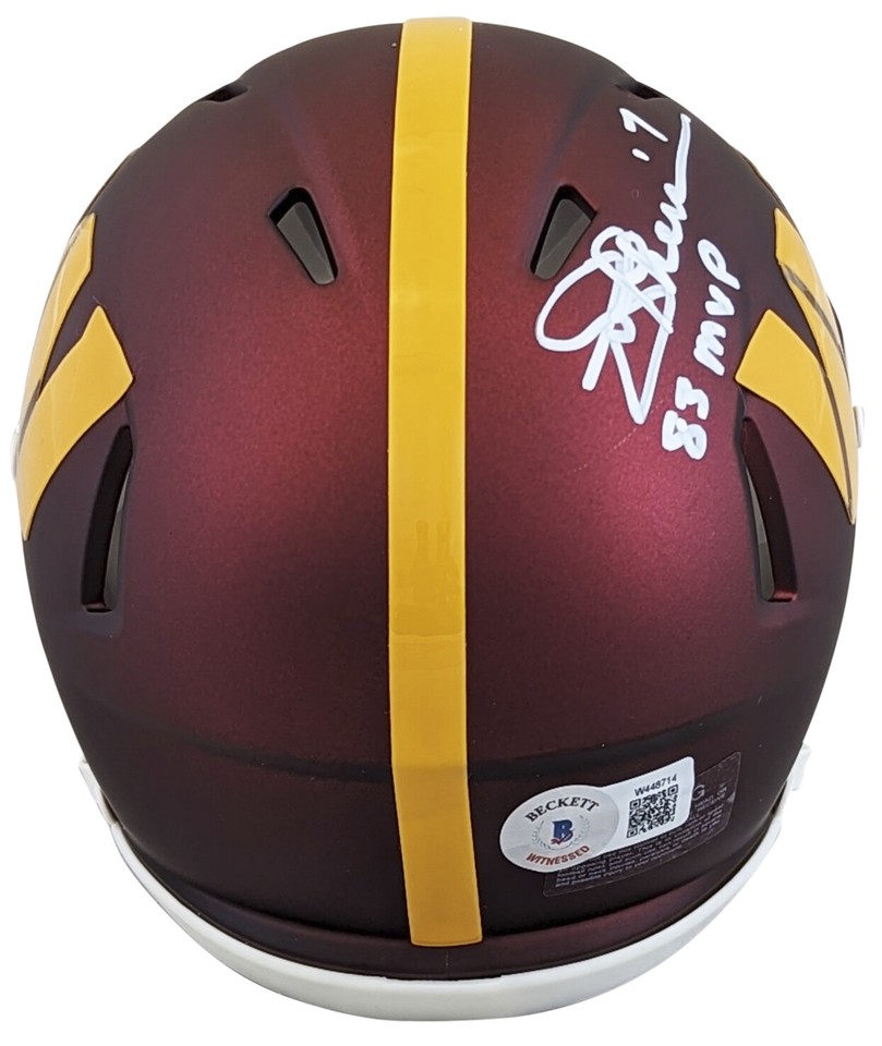 Commanders Joe Theismann "83 NFL MVP" Signed Speed Mini Helmet BAS ...