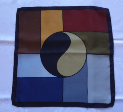 Vintage 100% Silk Multi Colored Geometric Design Pocket Square ...