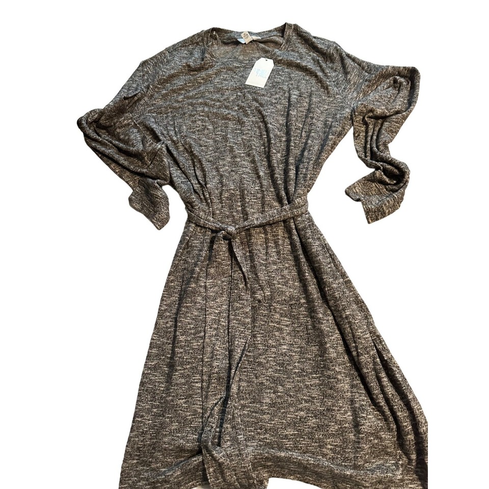 Black and white space dyed hacci tie waist dress NEW XL | eBay