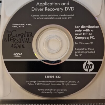 HP Application & Driver Recovery DVD - 535108-B23 -ProBook Series ...