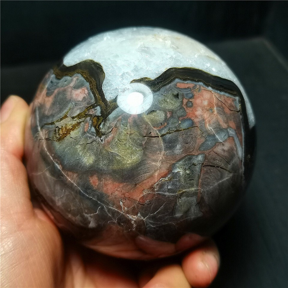 RARE 921g Natural Polished Volcano Colorful Agate Stone Ball Healing ...