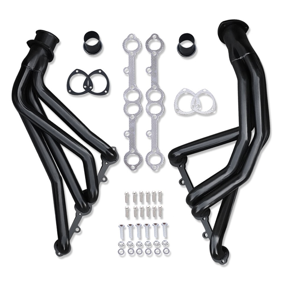 For GMC SBC 327 350 383 GM Pickup C10 1966-1987 Black Long Tube Headers ...