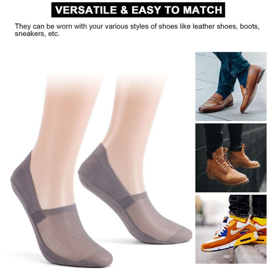 3/ 5Pairs Mens Cotton Mesh Socks No Show Ankle Low Cut Nonslip ...