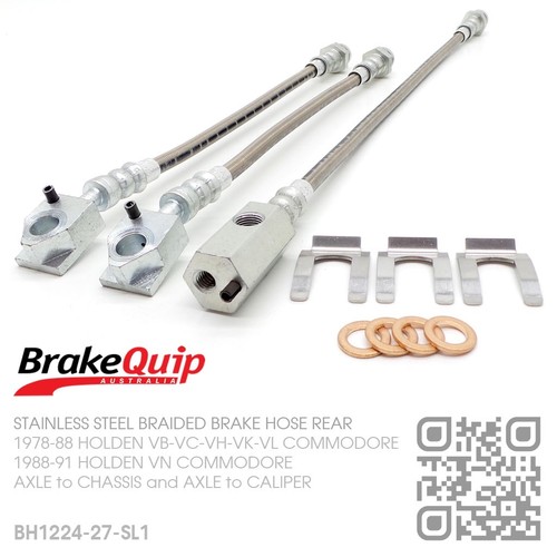 BRAIDED STAINLESS REAR DISC BRAKE HOSES [HOLDEN VC COMMODORE & HDT ...