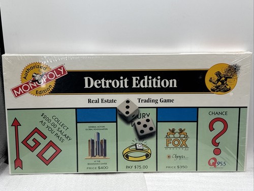 Monopoly Detroit Edition Board Game By Hasbro Sealed 1997 Vintage ...