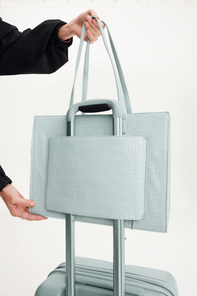 NWT BEIS Work Tote - Slate Blue/Gray - Embossed Faux Leather | eBay