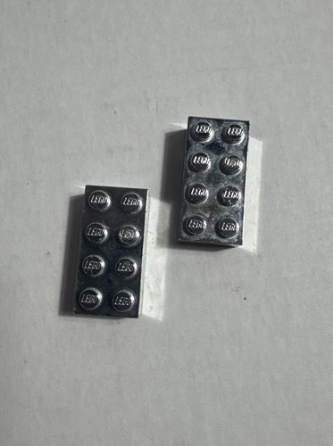 LEGO 2X 2X4 Chrome Silver Tone Brick Part 3001 from 25th Anniversary ...