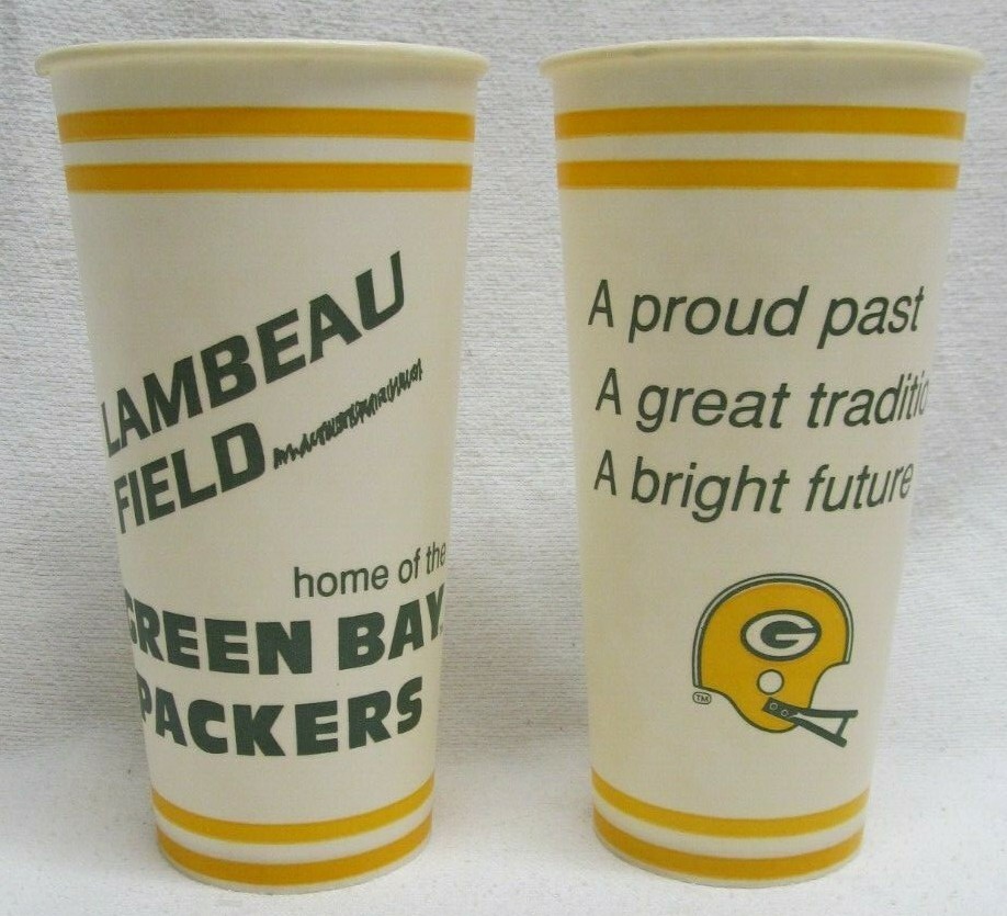 2 Vtg Green Bay Packers Lambeau Field Paper/wax Beer Cups by Solo ...