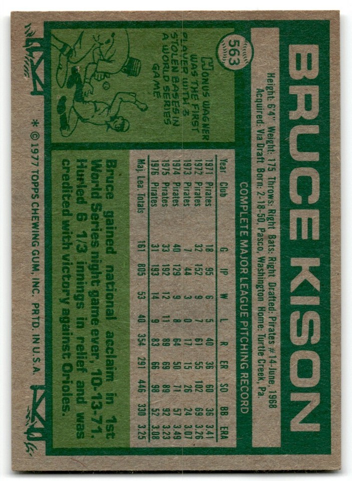 1977 Topps Bruce Kison Pittsburgh Pirates #563 | eBay
