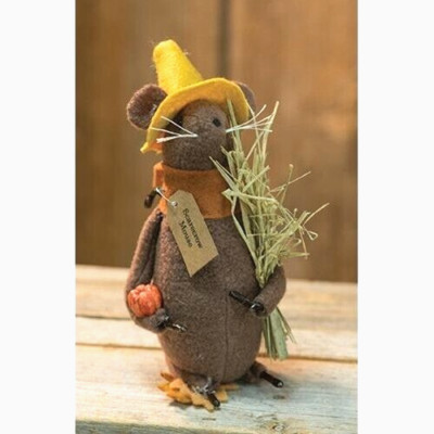 NEW Primitive MOUSE SCARECROW FALL HALLOWEEN 7"Hx4"Wx3.25"D Rustic ...